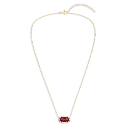 Belacqua Siam Ruby July Birthstone Oval Pendant Necklace in 14K Gold ...