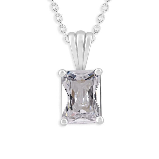 Diamondmuse Belacqua White Zircon April Birthstone Emerald Pendant ...