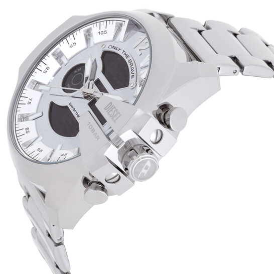 Diesel Mega Chief Quartz Analog-Digital Silver Dial Men's Watch DZ4648 ...