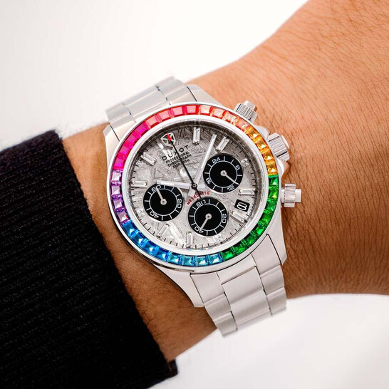 Duxot Accelero Meteorite Chronograph Quartz Silver Dial Men's Watch DX ...