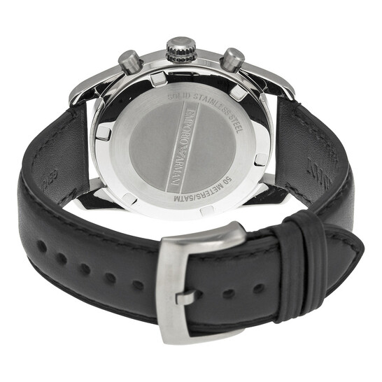 Emporio Armani Black Dial Black Leather Strap Men's Watch AR6039 ...