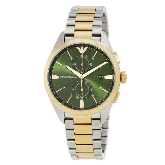 Emporio Armani Chronograph Quartz Green Dial Two-Tone Men's Watch AR11511 723763312431 - Watches ...