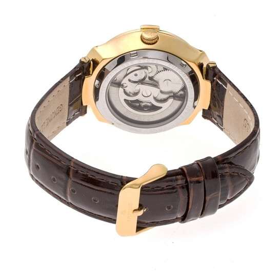 Empress Francesca Black Mother of Pearl Dial Brown Leather Strap ...