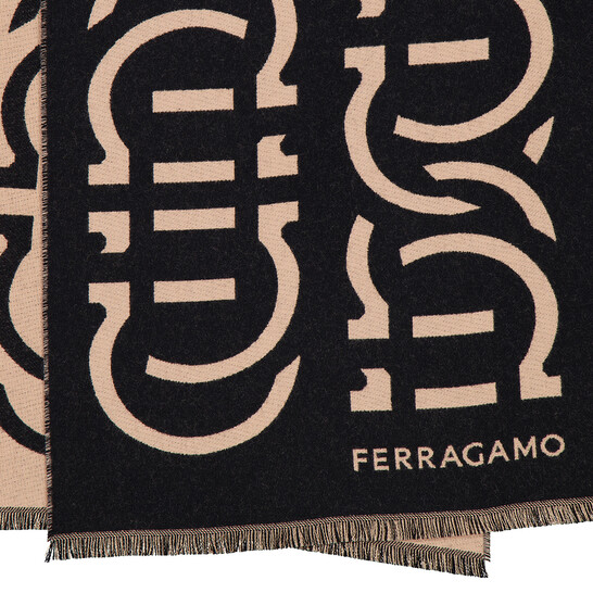 Ferragamo Logo Print Wool Scarf 520103 770216 8056283510097 - Clothing ...