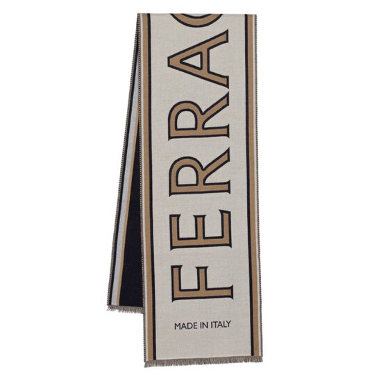 Ferragamo Maxi Logo Wool Scarf 520104 770210 8056283510127 - Jomashop