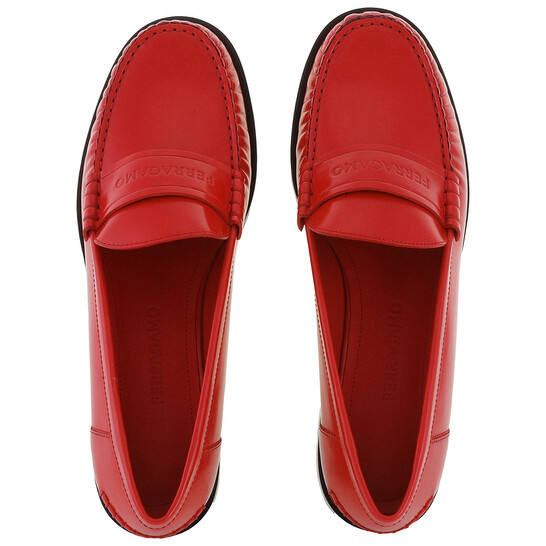 Ferragamo Red Irina Leather Moccasins, Size 9 C 01F866 763992 - Shoes ...