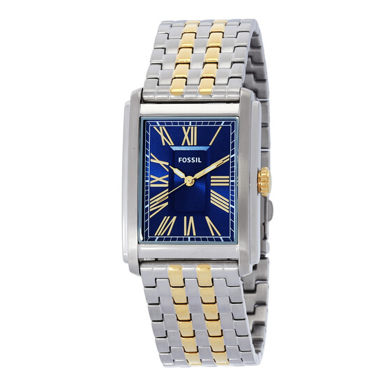 Fossil Carraway Quartz Blue Dial Two-Tone Men's Watch FS6010 ...