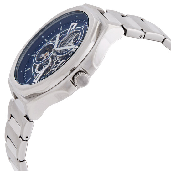 Fossil Evanston Automatic Blue Skeleton Dial Men's Watch BQ2620 ...