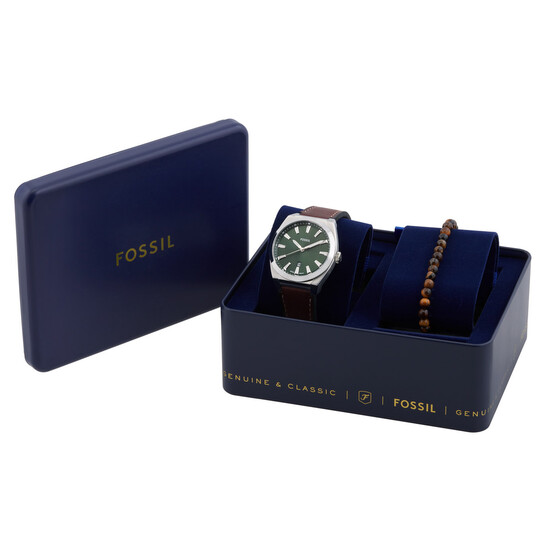 Fossil Everett Quartz Green Dial Men's Watch Set FS6080SET 796483665064 ...
