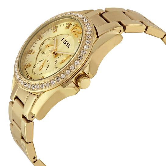 Fossil Riley Multi-Function Champagne Dial Ladies Watch ES3203 ...