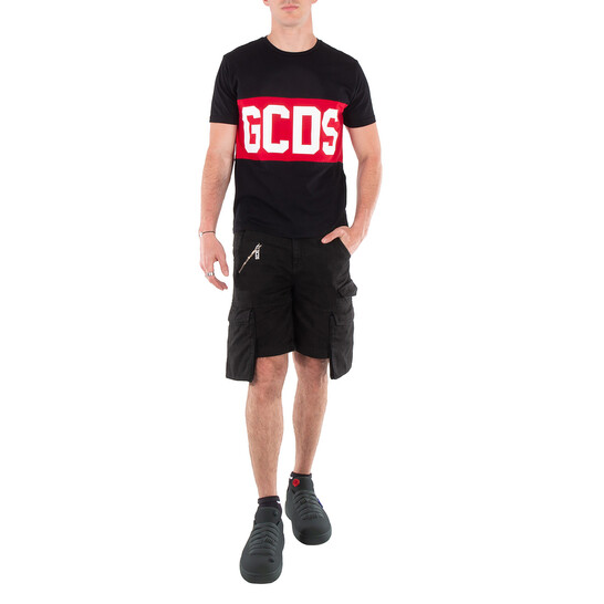 GCDS Black Logo Band Cotton T-Shirt, Size Large A2OM2314JA3-BLACK ...