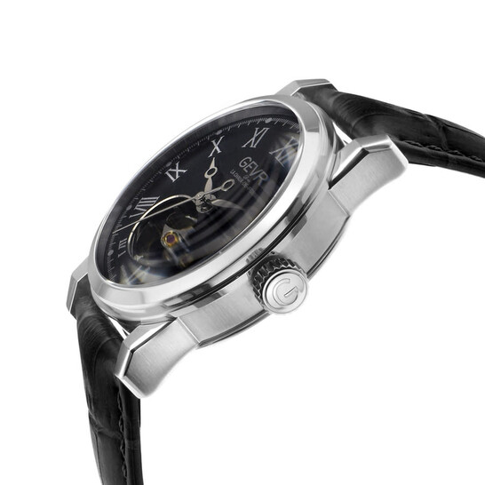 Gevril Madison Automatic Black Dial Black Leather Men's Watch 2581 ...