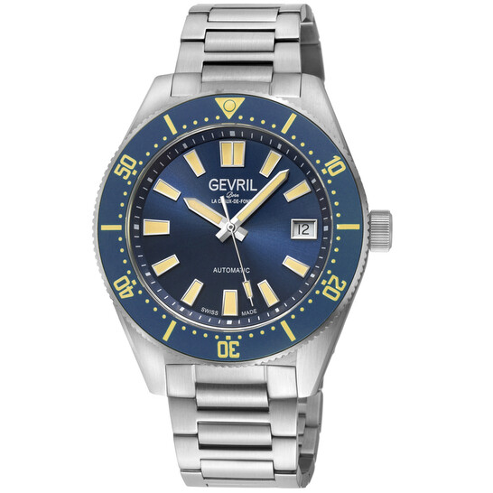 Gevril Mariner Row Automatic Blue Dial Men's Watch 46901B 840840149480 ...