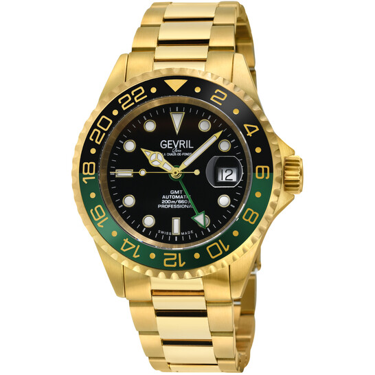Gevril Wall Street Black Dial Sprite Bezel Men's Watch 4956A ...