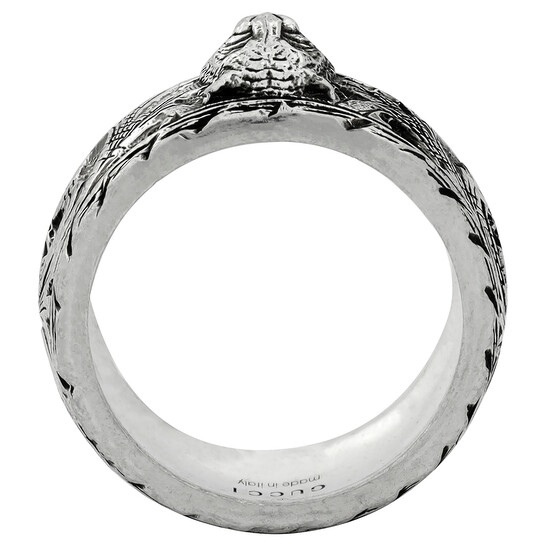Gucci Aged Sterling Silver Eline Head Detail Ring, Size 16 YBC433571001 ...