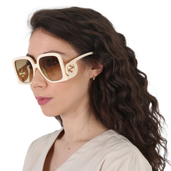 Gucci Brown Gradient Square Ladies Sunglasses GG1326S 002 58 ...