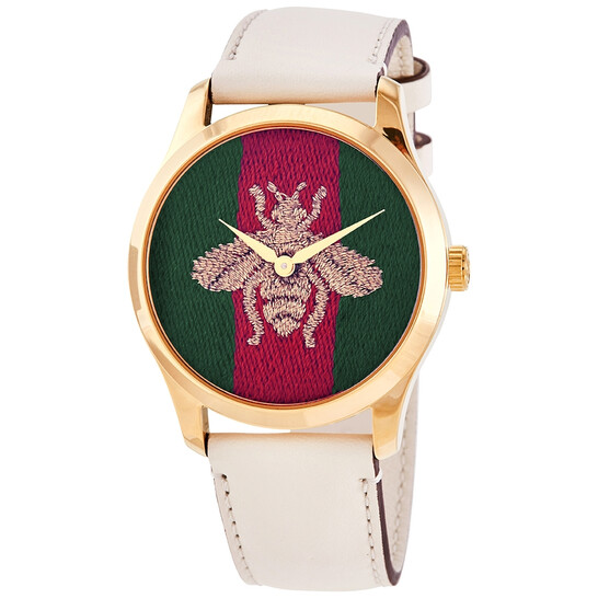 Gucci G-Timeless Quartz Green and Reb Web Nylon Dial Ladies Watch ...