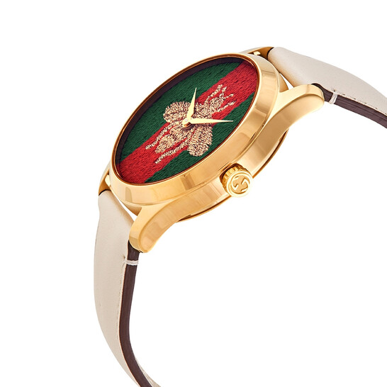 Gucci G-Timeless Quartz Green and Reb Web Nylon Dial Ladies Watch ...