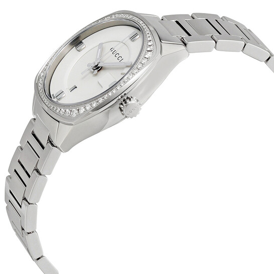 Gucci GG2570 White Dial Stainless Steel Diamond Ladies Watch YA142506 ...