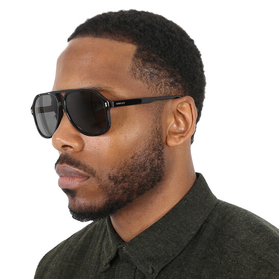 Gucci Grey Pilot Men's Sunglasses GG1042S 001 60 889652353050 ...