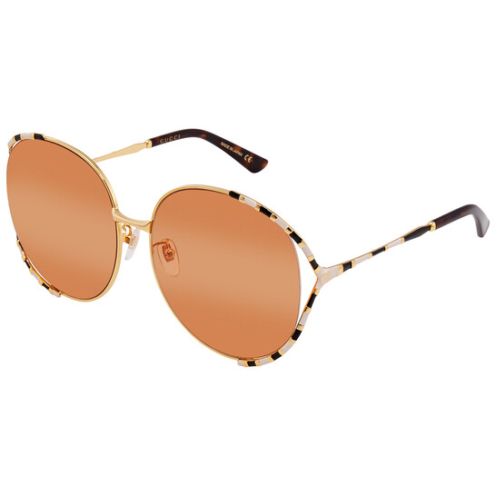 Gucci Orange Gradient Round Ladies Sunglasses GG0595S 007 64 ...