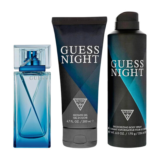 Guess Night Pour Homme 3-Pc Gift Set 3.4 Edt+6.7 Shower Gel+6.0 Body ...