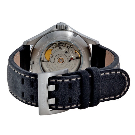 Hamilton Khaki Aviation Silver Dial Black Leather Men's Watch H76565725 ...
