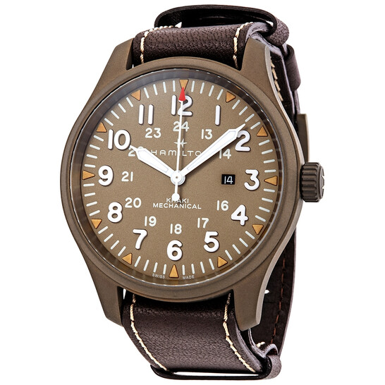 Hamilton Khaki Field Hand Wind Brown Dial Men's Watch H69829560 ...