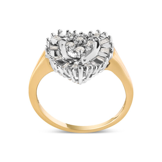 Haus Of Brilliance 10K Yellow Gold 1/4 Cttw Round and Baguette cut ...