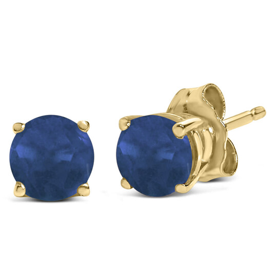 Haus Of Brilliance 14K Yellow Gold 5X5MM Round Blue Sapphire Solitaire ...