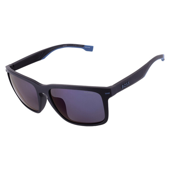 Hugo Boss Polarized Blue Mirror Rectangular Men's Sunglasses BOSS 1542 ...