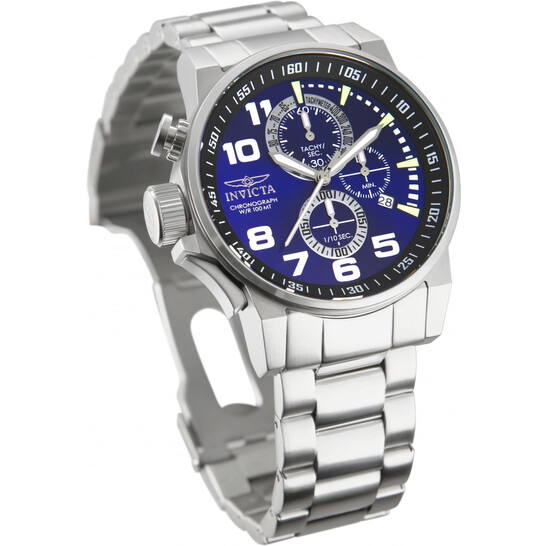 Invicta Force Lefty Chronograph Black and Blue Dial Stainless Steel Men ...
