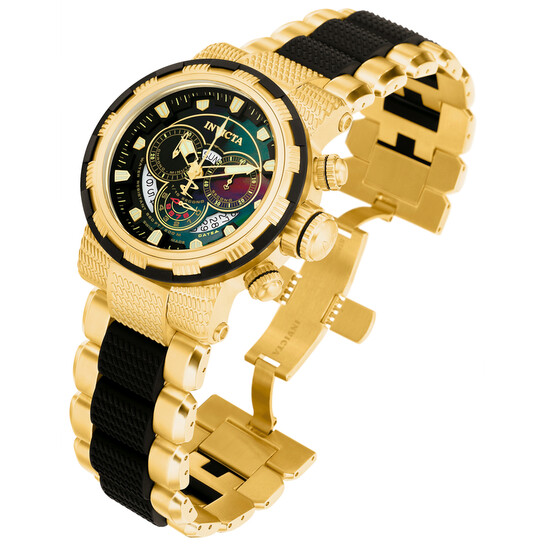 Invicta Jason Taylor Reserve Chronograph Black Dial Gold-plated Black ...