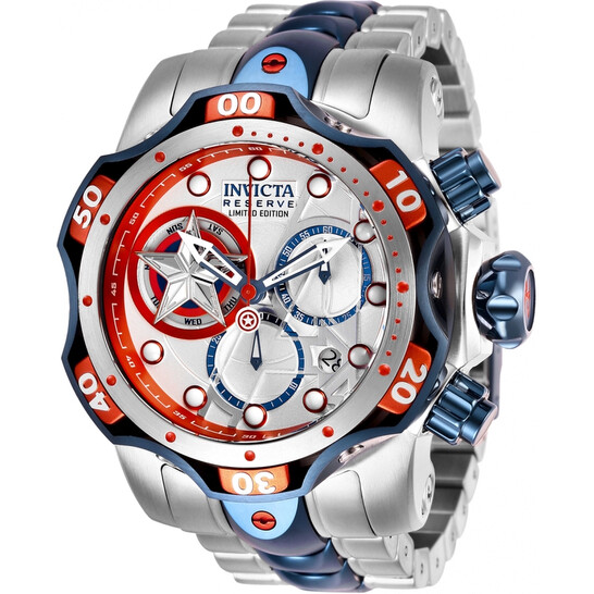 Invicta Marvel Captain America Chronograph Silver Dial Men's Watch ...