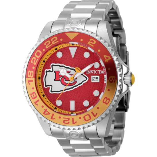 Invicta NFL Kansas City Chiefs Automatic Date Dive Red Dial Men's Watch ...