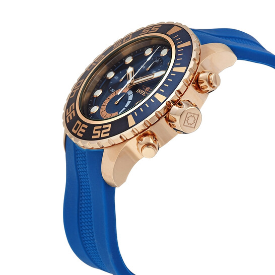 Invicta Pro Diver Chronograph Blue Dial Blue Polyurethane Men's Watch ...