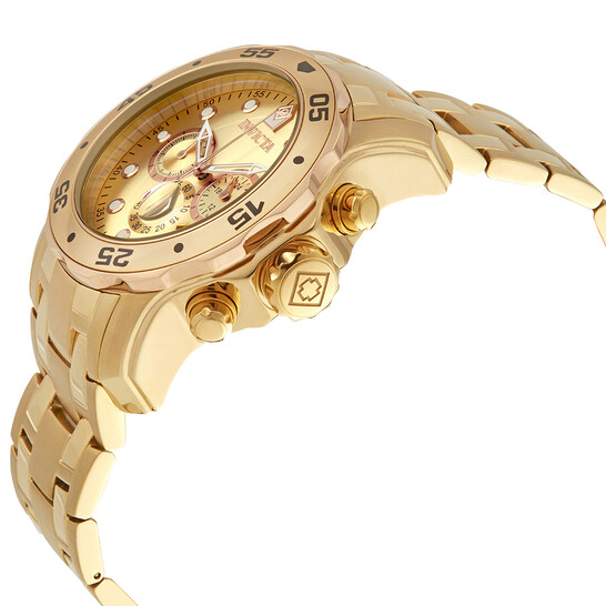 Invicta Pro Diver Chronograph Champagne Dial Gold-plated Men's Watch ...