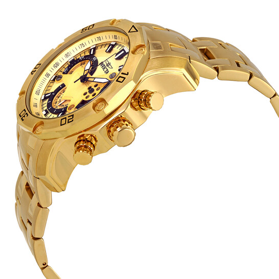 Invicta Pro Diver Chronograph Gold Dial Men's Watch 22761 886678278343 ...