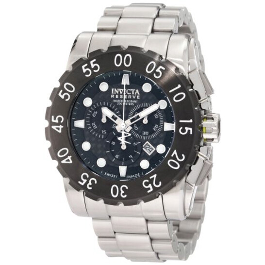 Invicta Reserve Chronograph Black Dial Stainless Steel Men's Watch 1957 ...