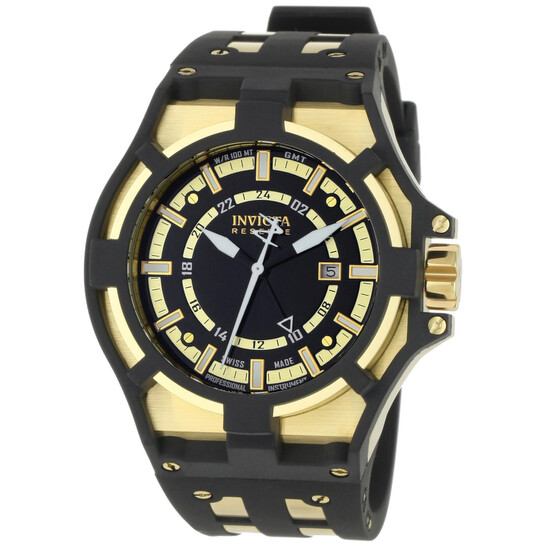 Invicta Reserve Collection Akula GMT Black and Gold Dial Black ...