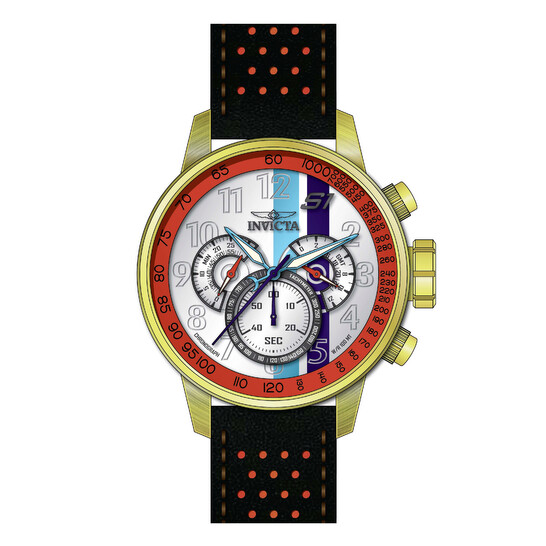 Invicta S1 Rally White and Orange Dial Black Leather Men's Watch 19901 ...