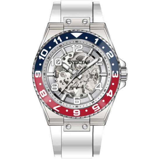 Invicta Speedway Automatic Skeleton Silver Dial Pepsi Bezel Men's Watch ...