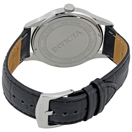 Invicta Vintage Silver Dial Black Leather Men's Watch 23027 ...