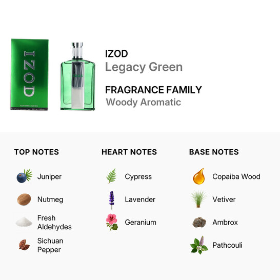 Izod Men's Legacy Green EDT Spray 3.4 oz Fragrances 849017010592 ...