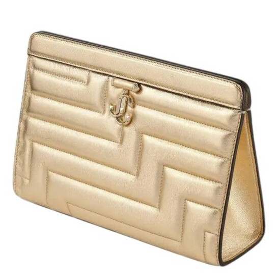 Jimmy Choo Avenue Quilted Leather Pouch J000153462-GOLD/LIGHT GOLD ...