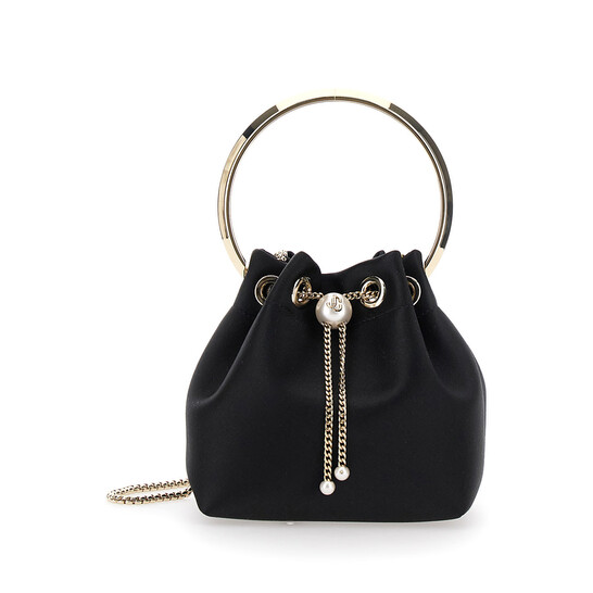 Jimmy Choo Bon Bon Black Handbag With Metal Bracelet Handle And Chain ...