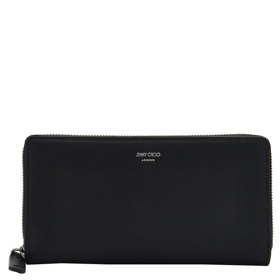Jimmy Choo Phelix Zip-Around Leather Wallet J000162870-BLACK/GUNMETAL ...