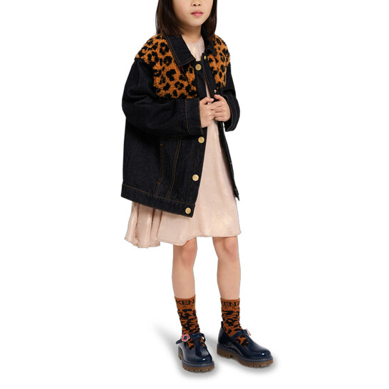 Kenzo Kids Leopard-Print Denim Jacket, Size 10 K60562-ZA9 3617165194085 ...
