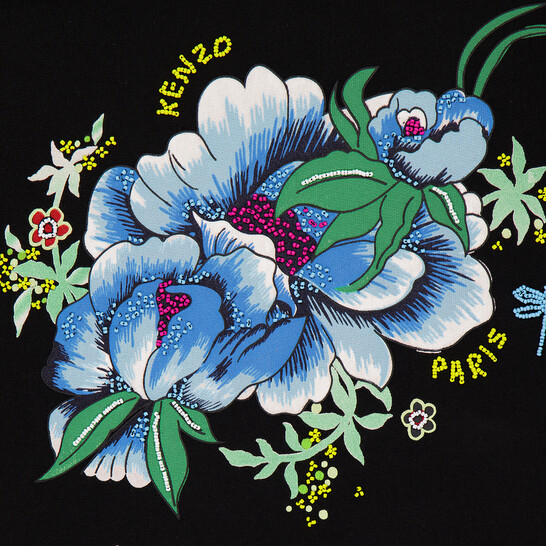 Kenzo Peonies Embroidered Oversized Cotton Hoodie, Size X-Large ...