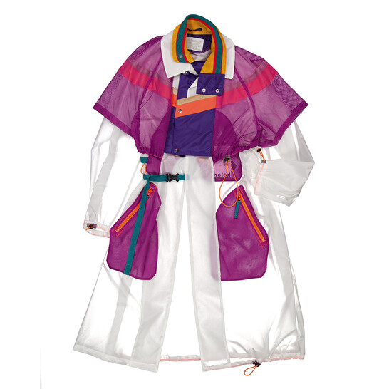 Kolor Men's White Layered Cape Style Coat, Brand Size 1 (Small) 23SCM ...